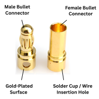 3.5MM BULLET CONNECTORS GOLD PLATED FOR HIGH CURRENT