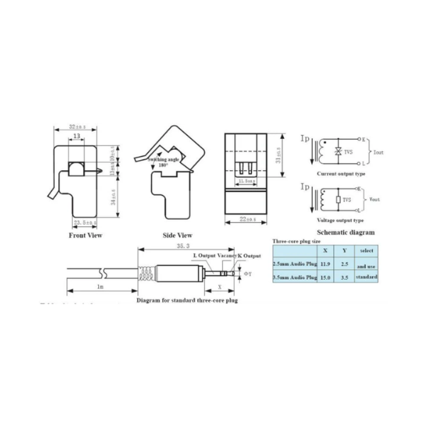 Non Invasive Split Core Current Transformer Ct 60a 1v Sct 013 000
