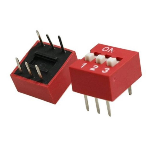 3 Way Slide Switch 2.54mm Pitch DIP Red pack 2