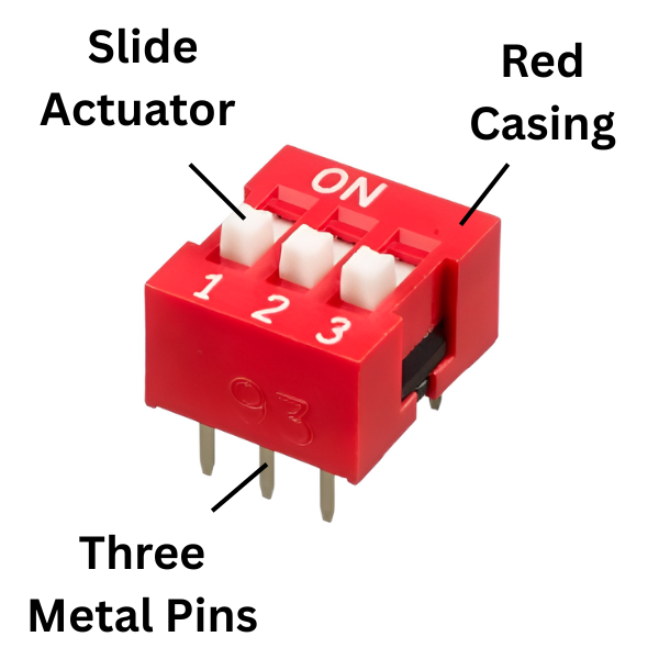 3 Way Slide Switch 2.54mm Pitch DIP Red pack 2