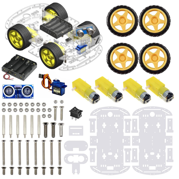 4WD Robotics Chassis With Motors Wheels And Accessories V2.0 (BLUE)